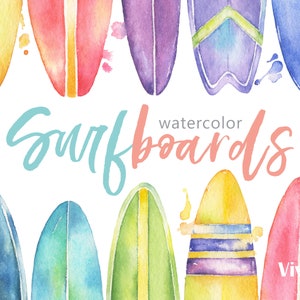 Surfing Watercolor Surfboards, Ocean, Sea, Beach, Sport, Design ...
