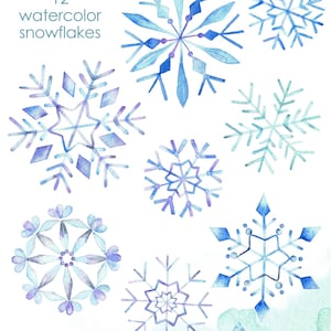Watercolor Snowflakes, Winter Holiday Clip Art, Handpainted Set and ...