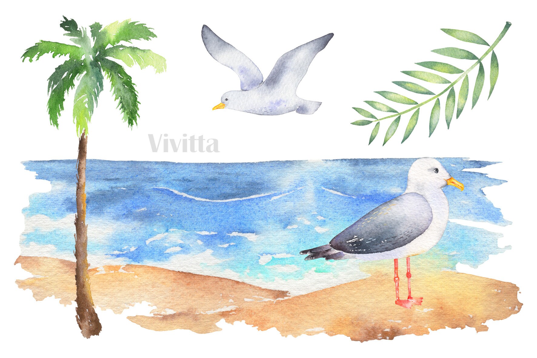 Surfing Watercolor Clipart Set, Surfboard, Summer, Hawaii, Ocean ...