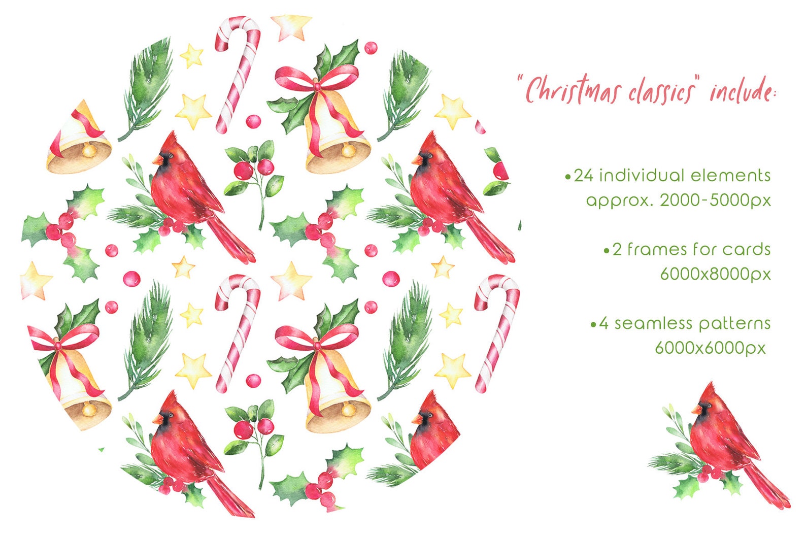 Watercolor Christmas Classics. Clip Art Holiday Watercolor - Etsy