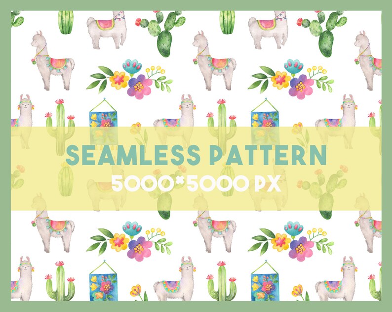 Llama Watercolor Clipart Set, Hello, Lama. Watercolor Cactus, Alpaca ...