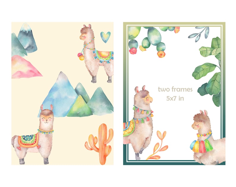Alpaca Collection, Llama Clipart, Cactus, Mexican, Cute Animals ...