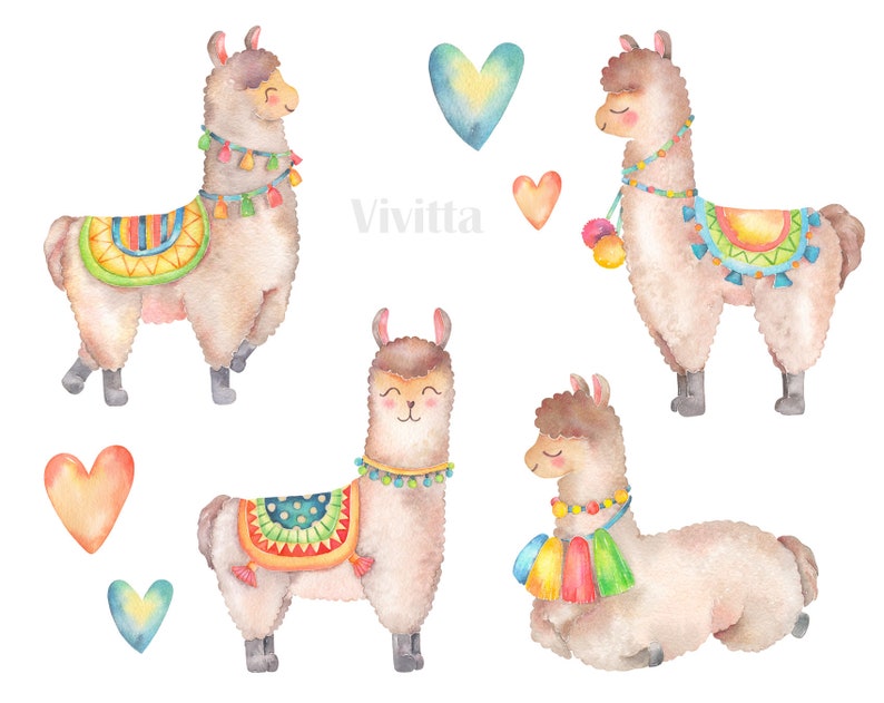 Alpaca Collection, Llama Clipart, Cactus, Mexican, Cute Animals ...