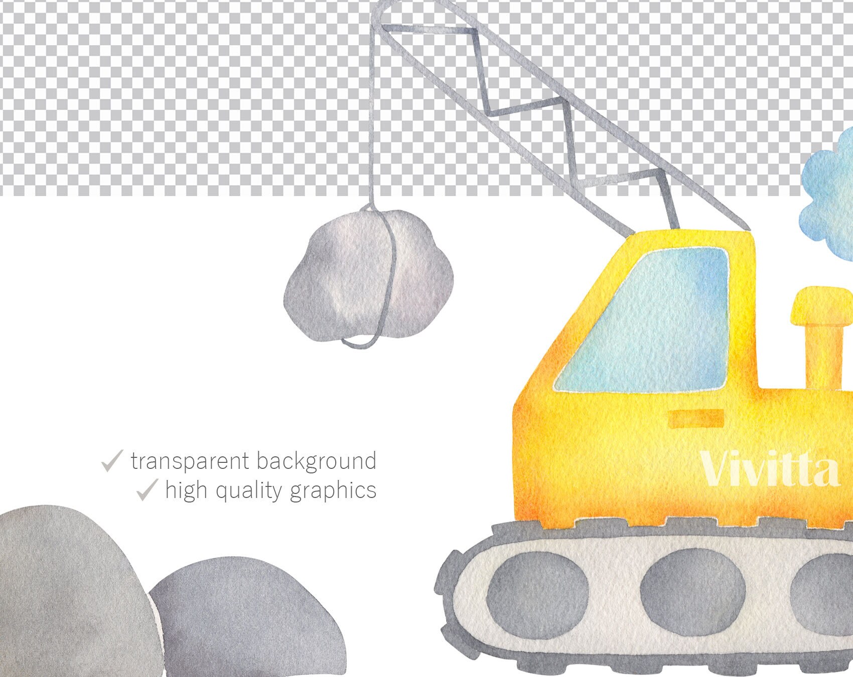 Construction Cars, Clipart, Hand Painted Graphics, Machinery, Digger ...