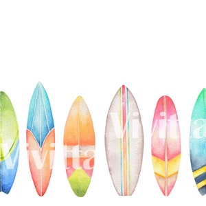 Surfing Watercolor Clipart Set, Surfboard, Summer, Hawaii, Ocean ...