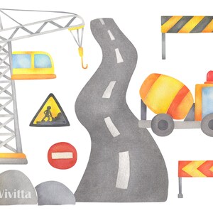 Construction Cars, Clipart, Hand Painted Graphics, Machinery, Digger ...