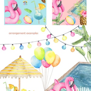 Watercolor Tropical Pool Party Summer Vacation Style DIGITAL - Etsy