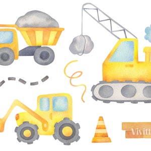 Construction Cars, Clipart, Hand Painted Graphics, Machinery, Digger ...