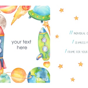 Space Watercolor Clipart Collection, Planets, Galaxy - Etsy