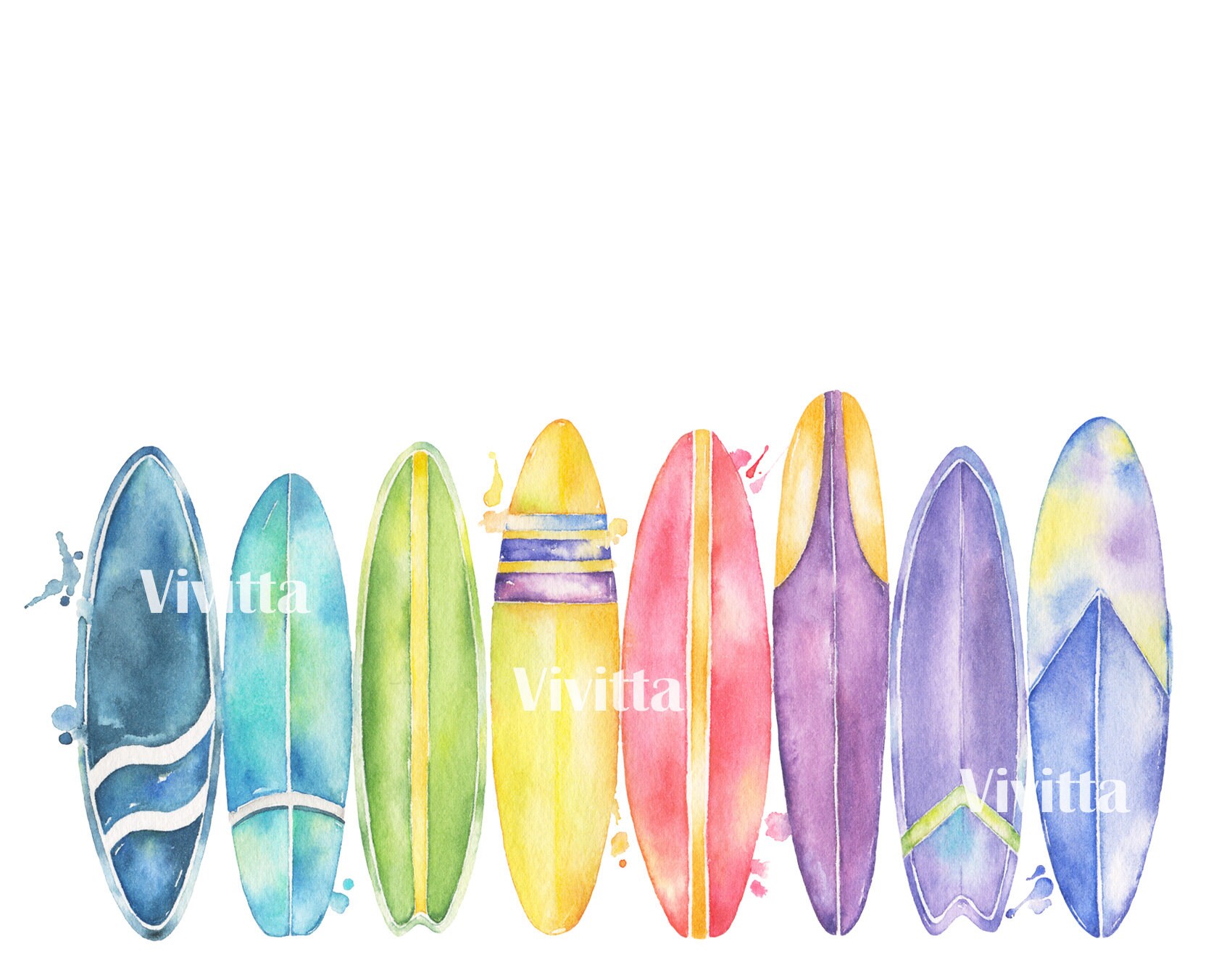Surfing Watercolor Surfboards, Ocean, Sea, Beach, Sport, Design ...