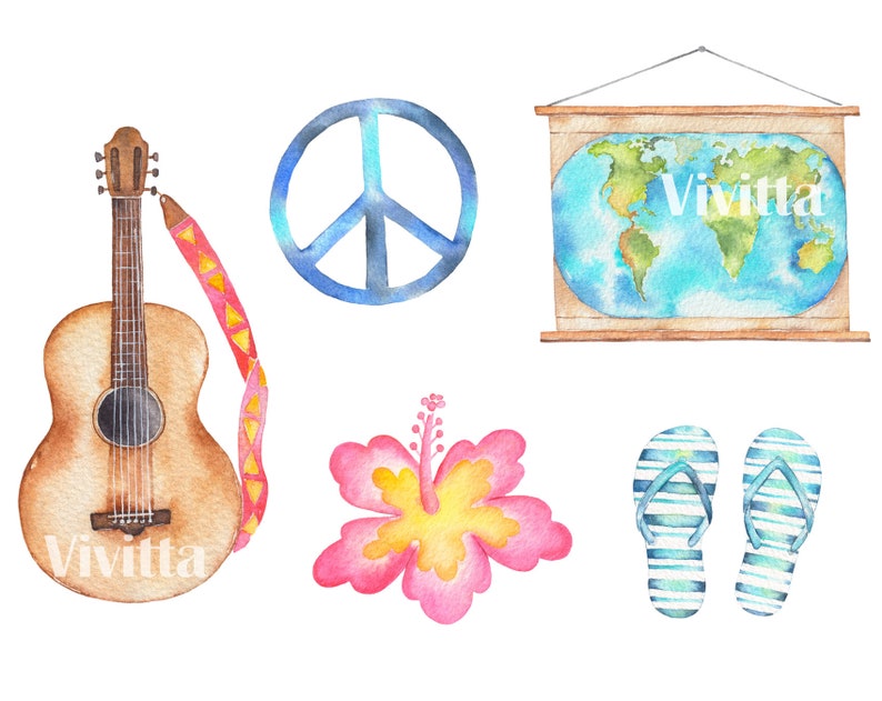 Surfing Watercolor Clipart Set, Surfboard, Summer, Hawaii, Ocean ...