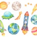 Space Watercolor Clipart Collection, Planets, Galaxy - Etsy