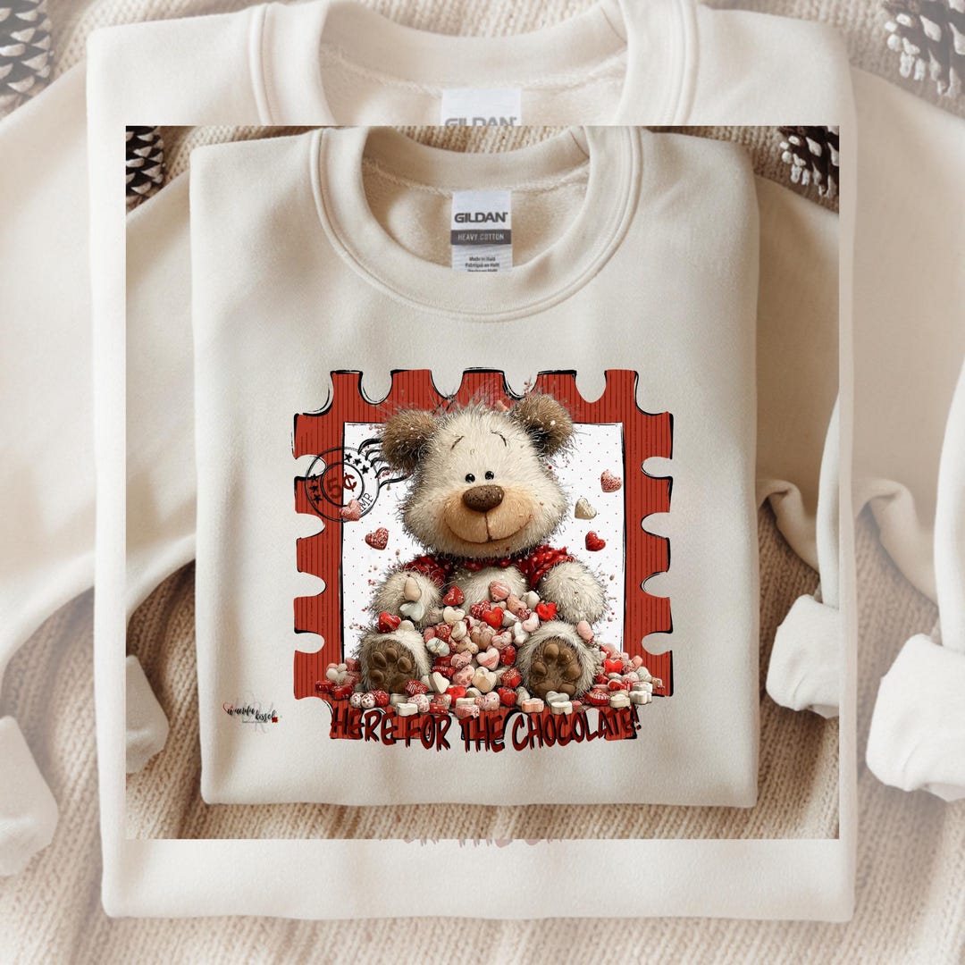 Valentine Bear Printable | Only Here for the Chocolate | Funny Bear Art ...