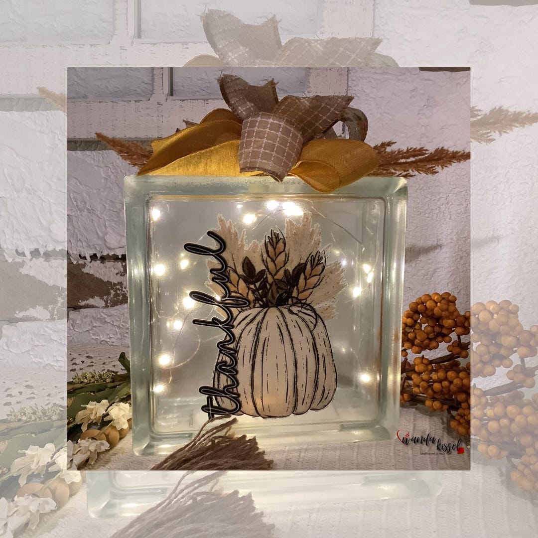 Fall Themed Glass Block LED Battery Operated Lights Ready to Ship - Etsy