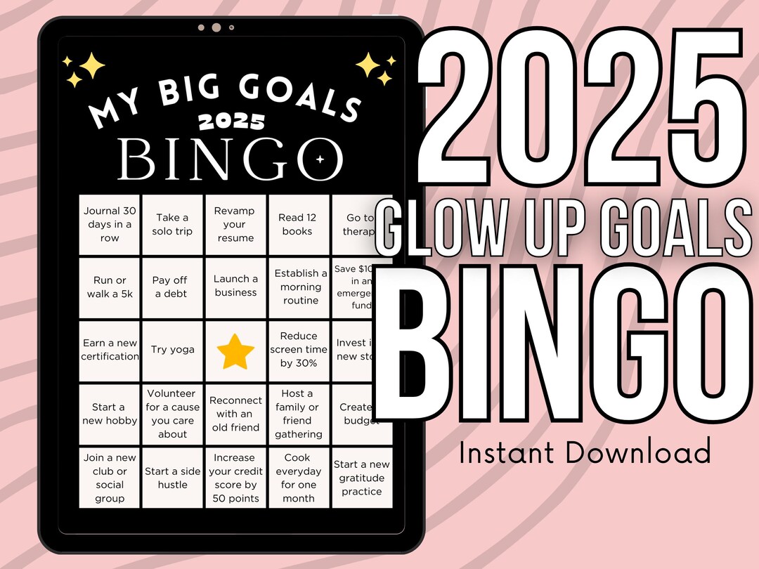 Glow up Goals 2025 Bingo Canva Template - Etsy