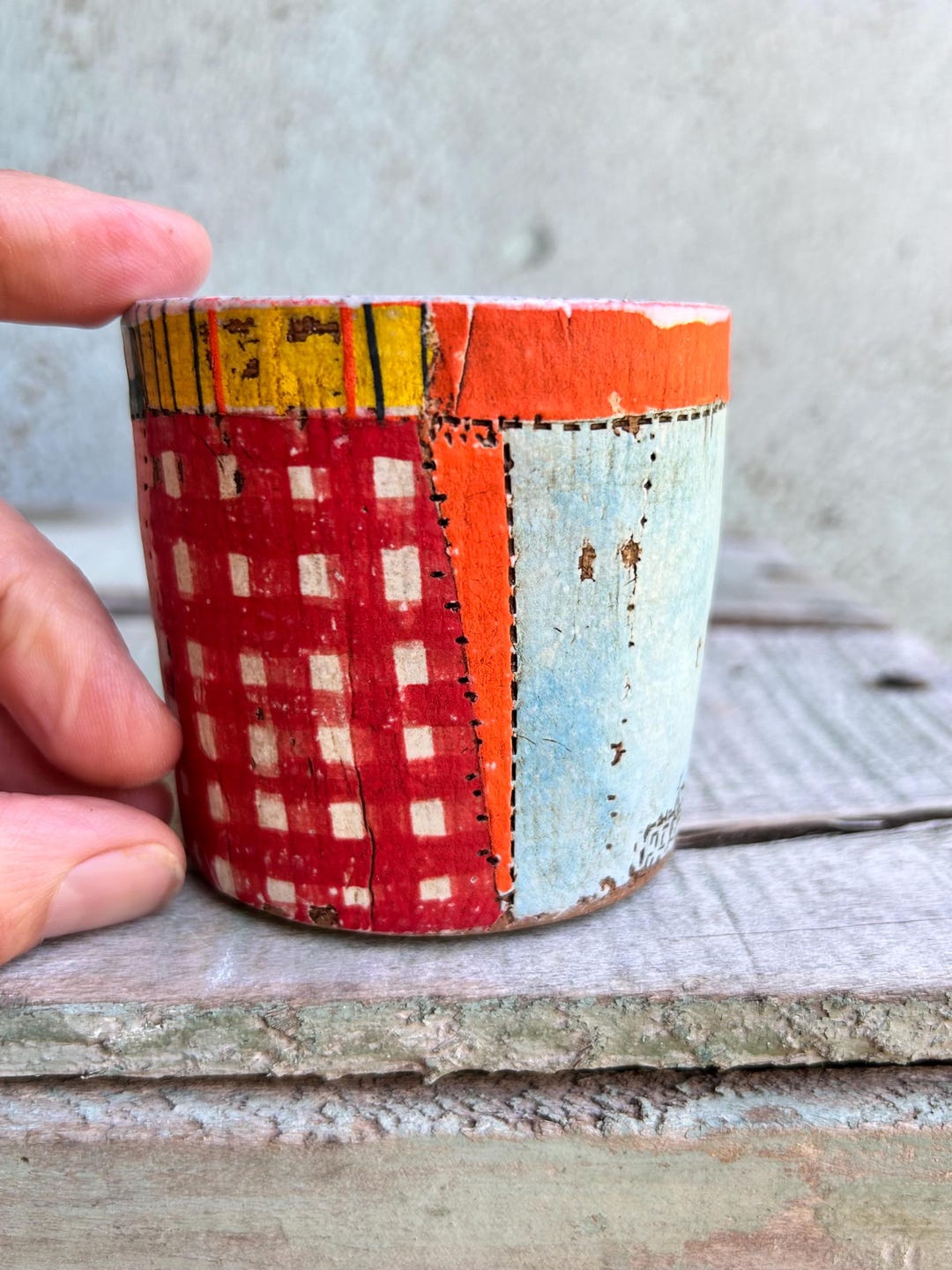 READY TO SHIP Ceramic Beaker Thimble Quilt Patchwork Printed Textured ...