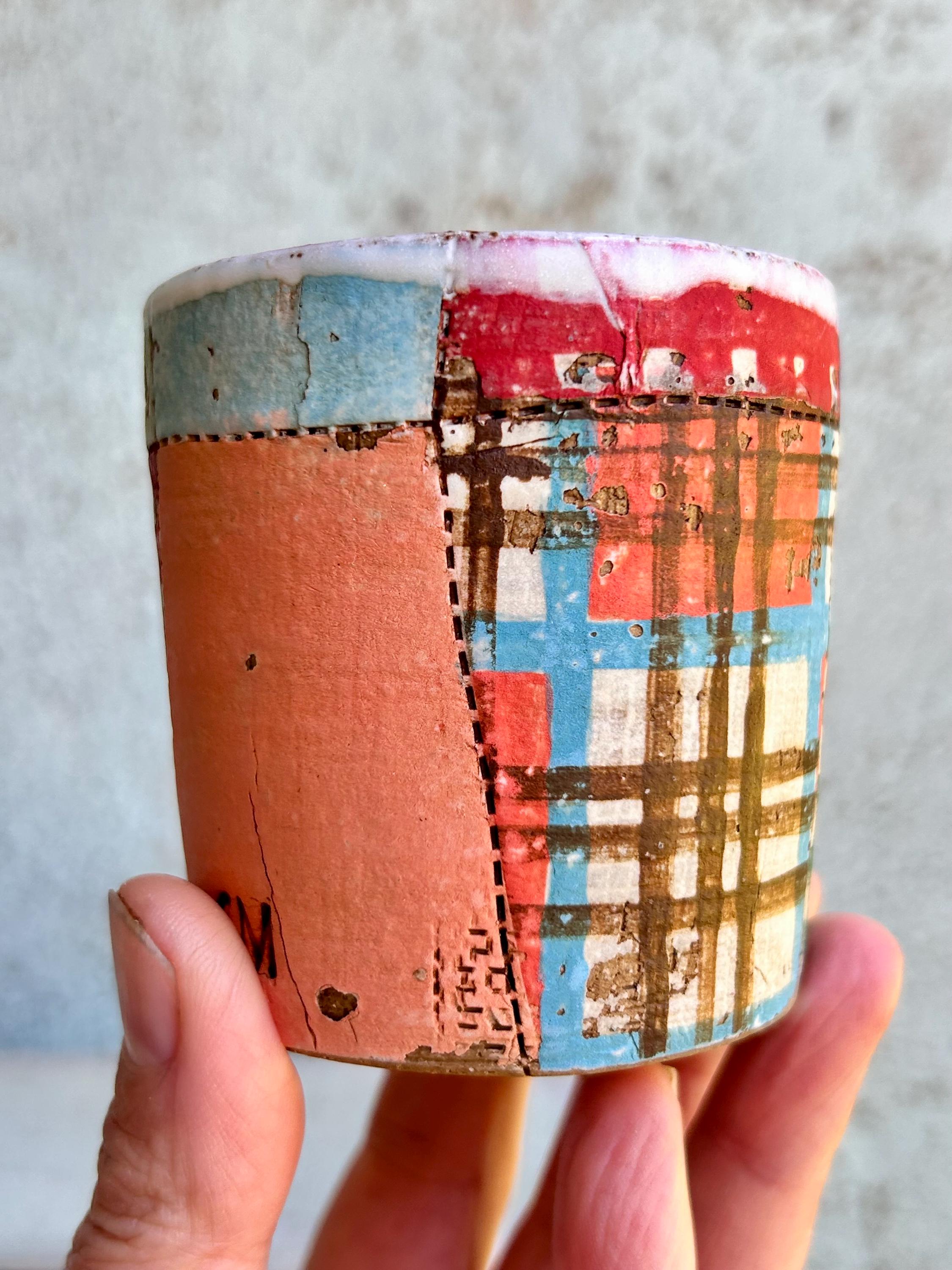 READY TO SHIP Ceramic Beaker Thimble Quilt Patchwork Printed Textured ...