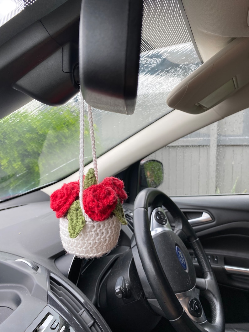 Rosy Mirror Dangle | Crochet Car Accessories | Beginner | Rose Flower ...