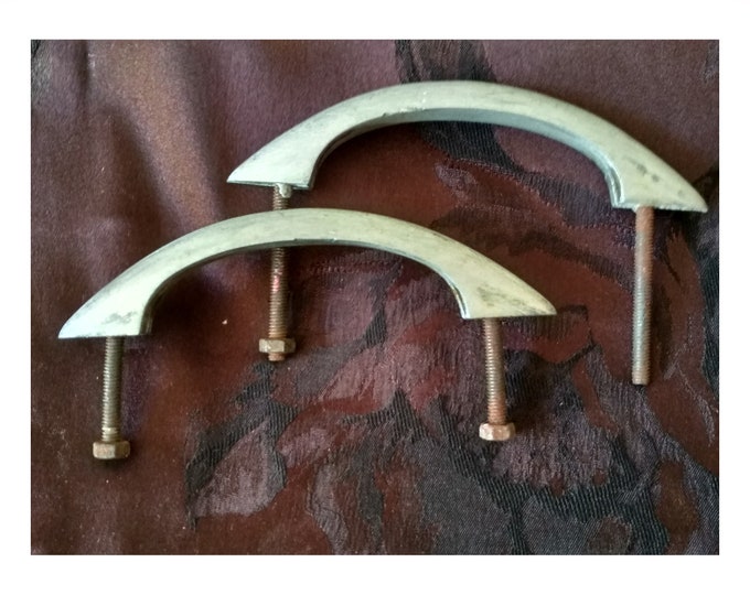 2 Vintage White Metal Drawer Handles - 1950s Furniture Door Opening - Etsy