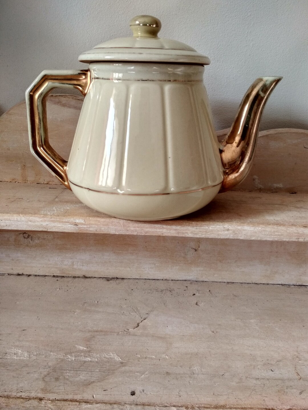 Yellow and Gold Earthenware Teapot - Vintage 1950s Coffee Pot - Etsy