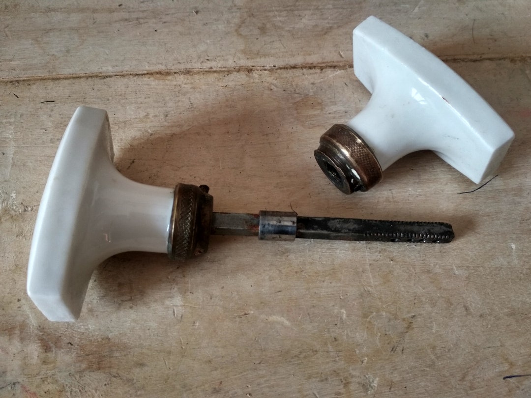 Old White Porcelain Door Handles Rectangular Handles French - Etsy