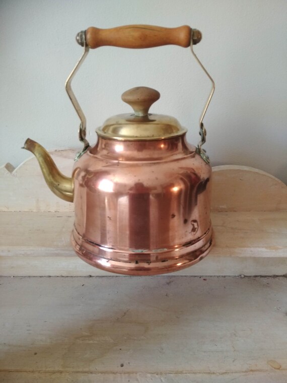 rustic country kitchen large vintage teapot french retro brass ...