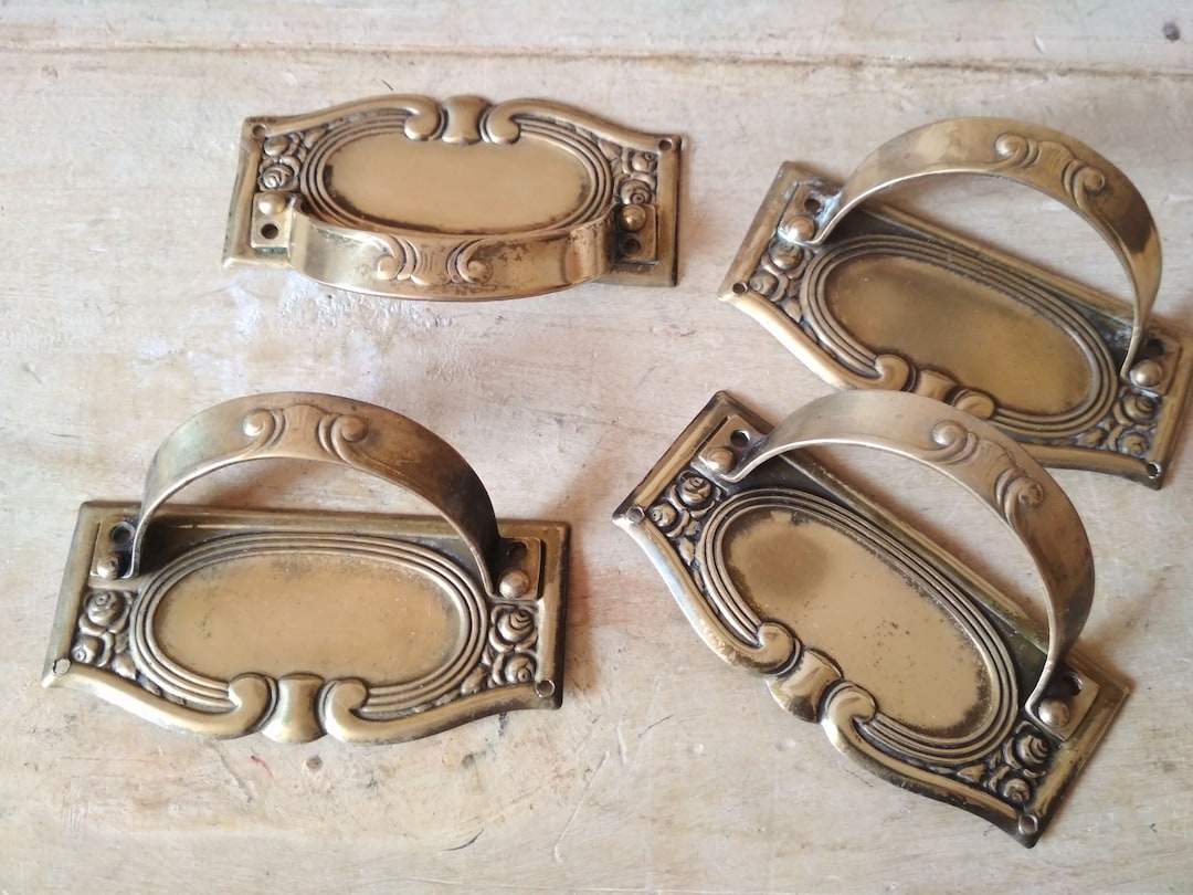 Paire D'anciennes Poignées De Tiroir Dorées Art Déco - Etsy