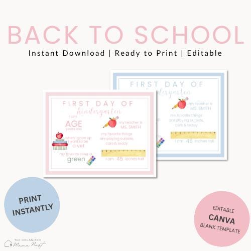 Editable First Day of School Sign | Watercolor Photo Prop Printable ...