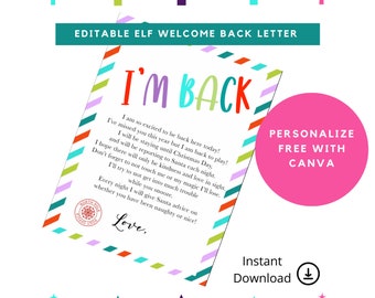 Editable Welcome Back Elf Letter, Welcome Back Letter, Welcome Back Elf ...