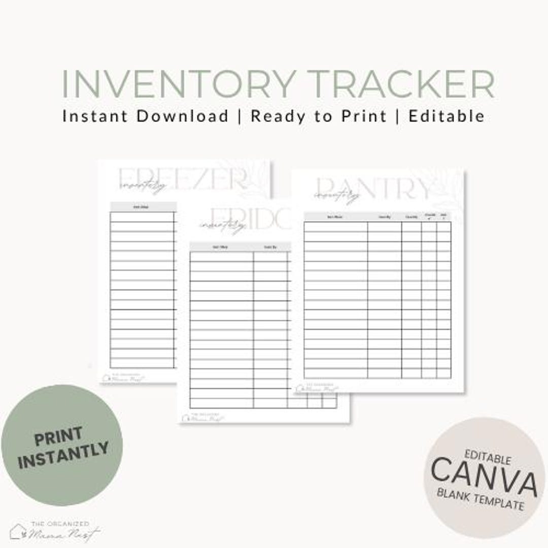 Fridge, Freezer and Pantry Inventory Tracker | Printable Food Storage ...