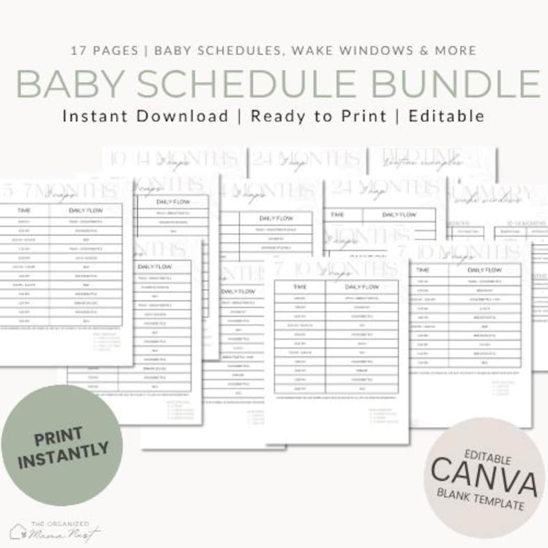 Baby Daily Schedule Bundle | Printable Routine Chart and Tracker (5–24 ...