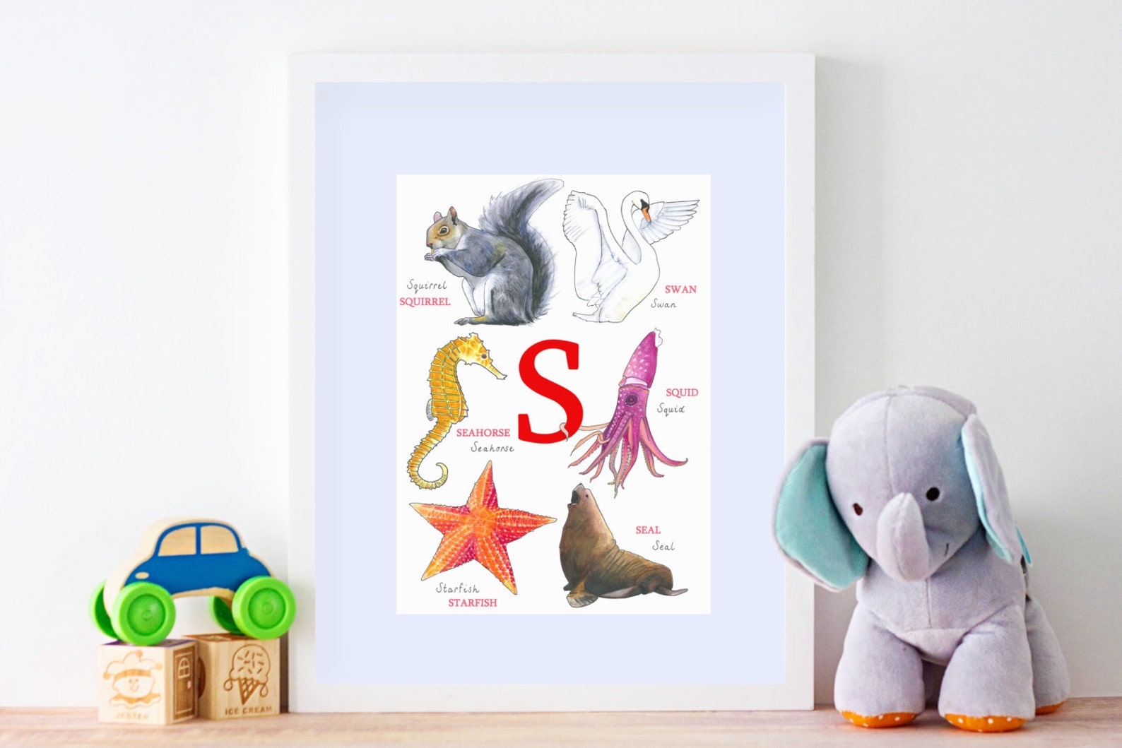 Animal Alphabet Letter S, Nursery Print, Children's Prints, A-Z, Baby ...
