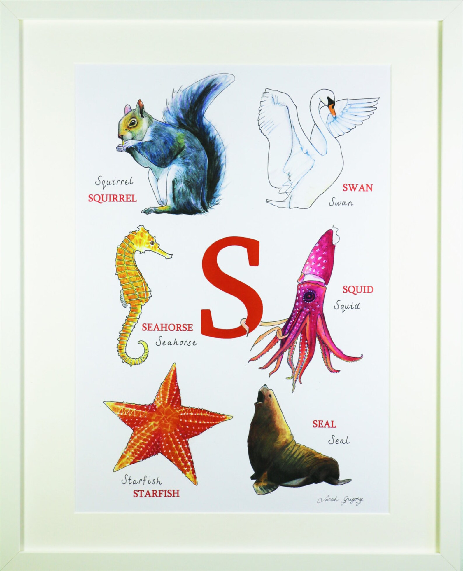 Animal Alphabet Letter S Nursery Print Children's | Etsy