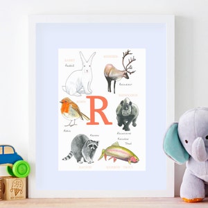 Animal Alphabet Letter R Nursery Print Children's | Etsy