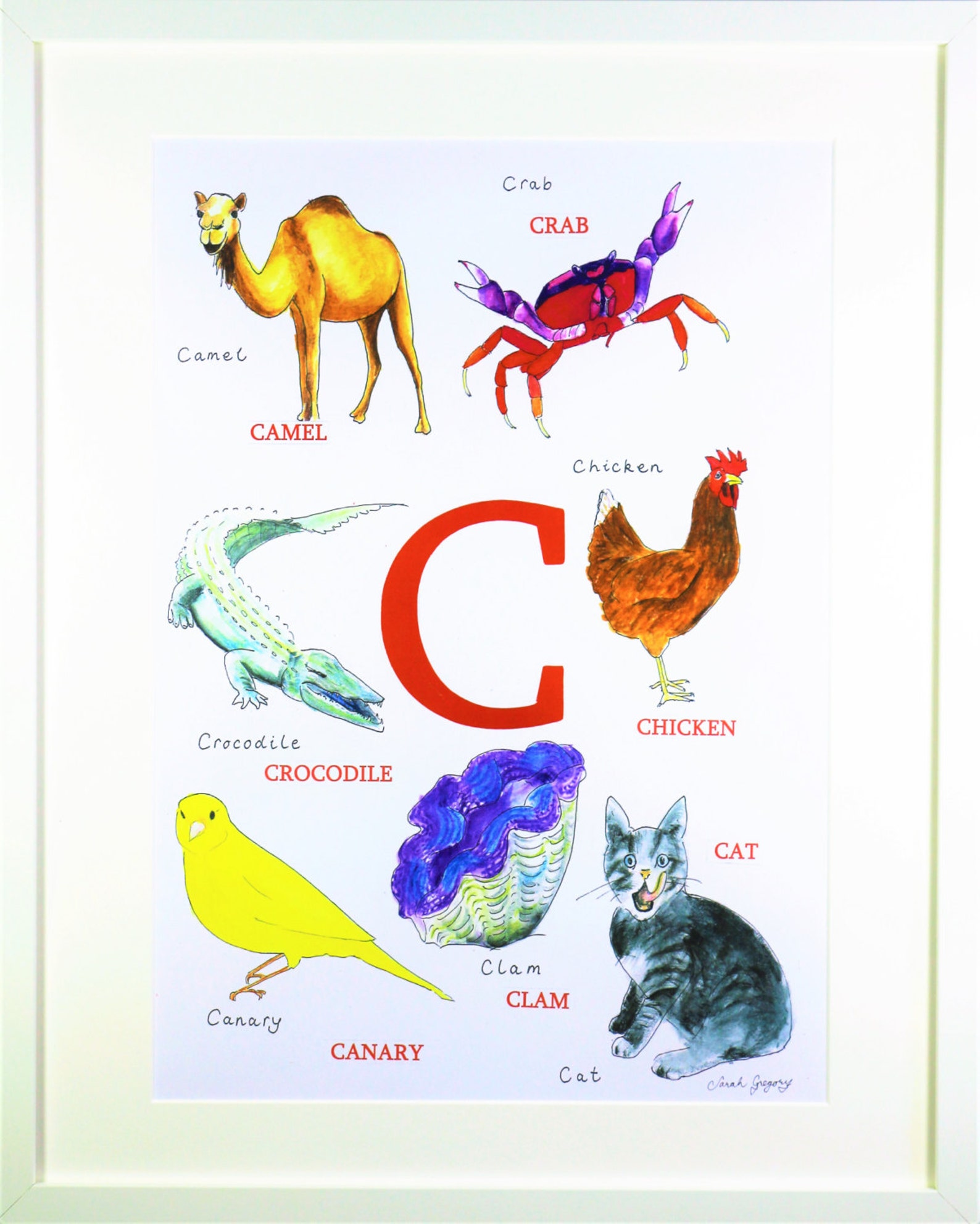 Animal Alphabet Letter C painting Nursery Print baby first | Etsy