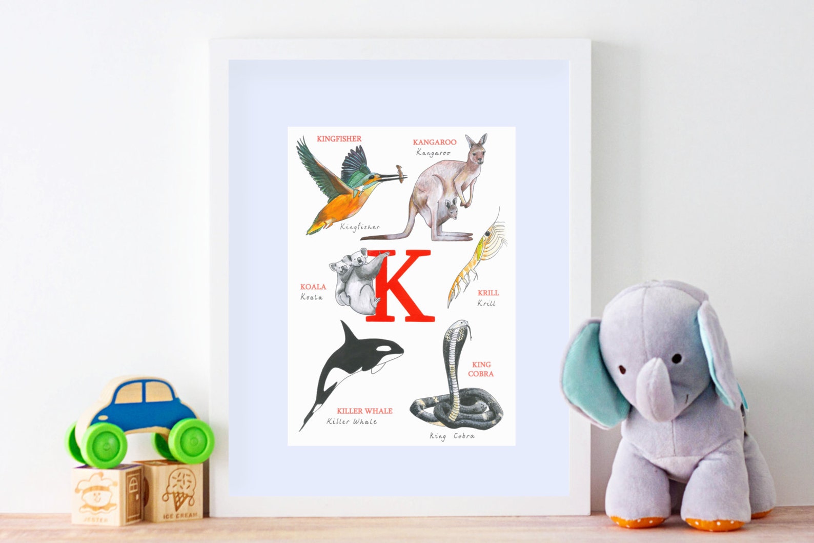 Animal Alphabet Letter K, Baby First Christmas, Personslised, Boys Wall ...
