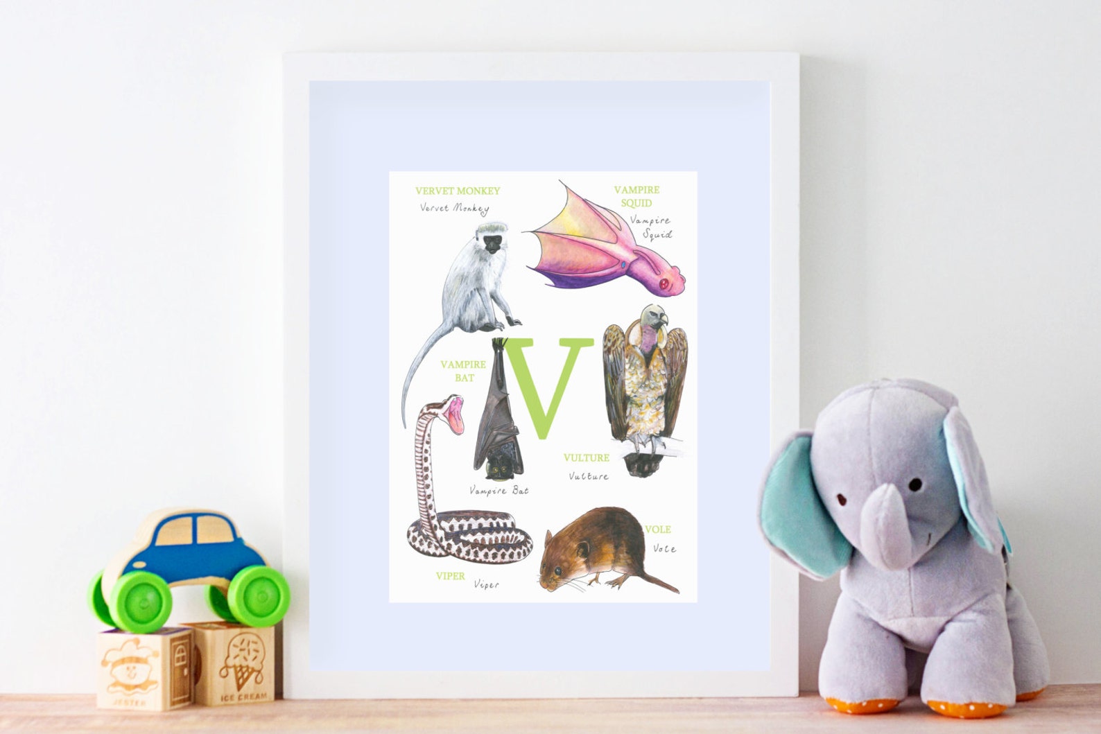 Animal Alphabet Letter V, Nursery Picture; Children’s Pictures, Baby ...