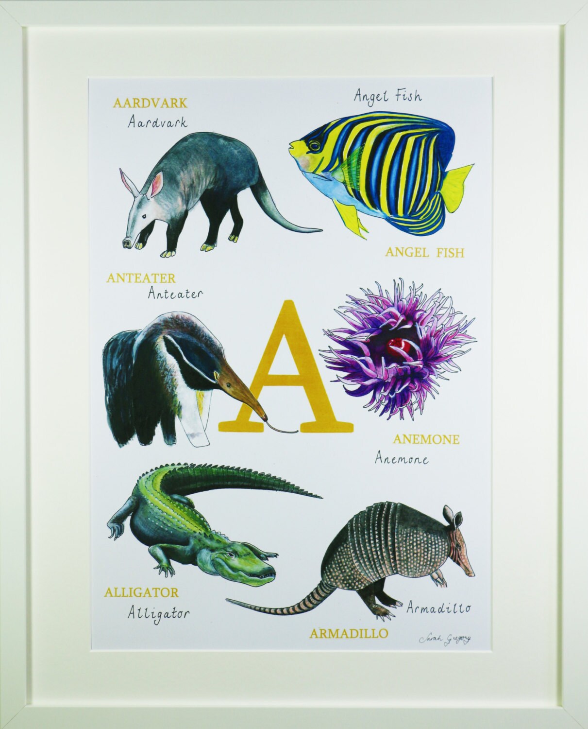 Letter A Animal Alphabet Letter A animal painting | Etsy