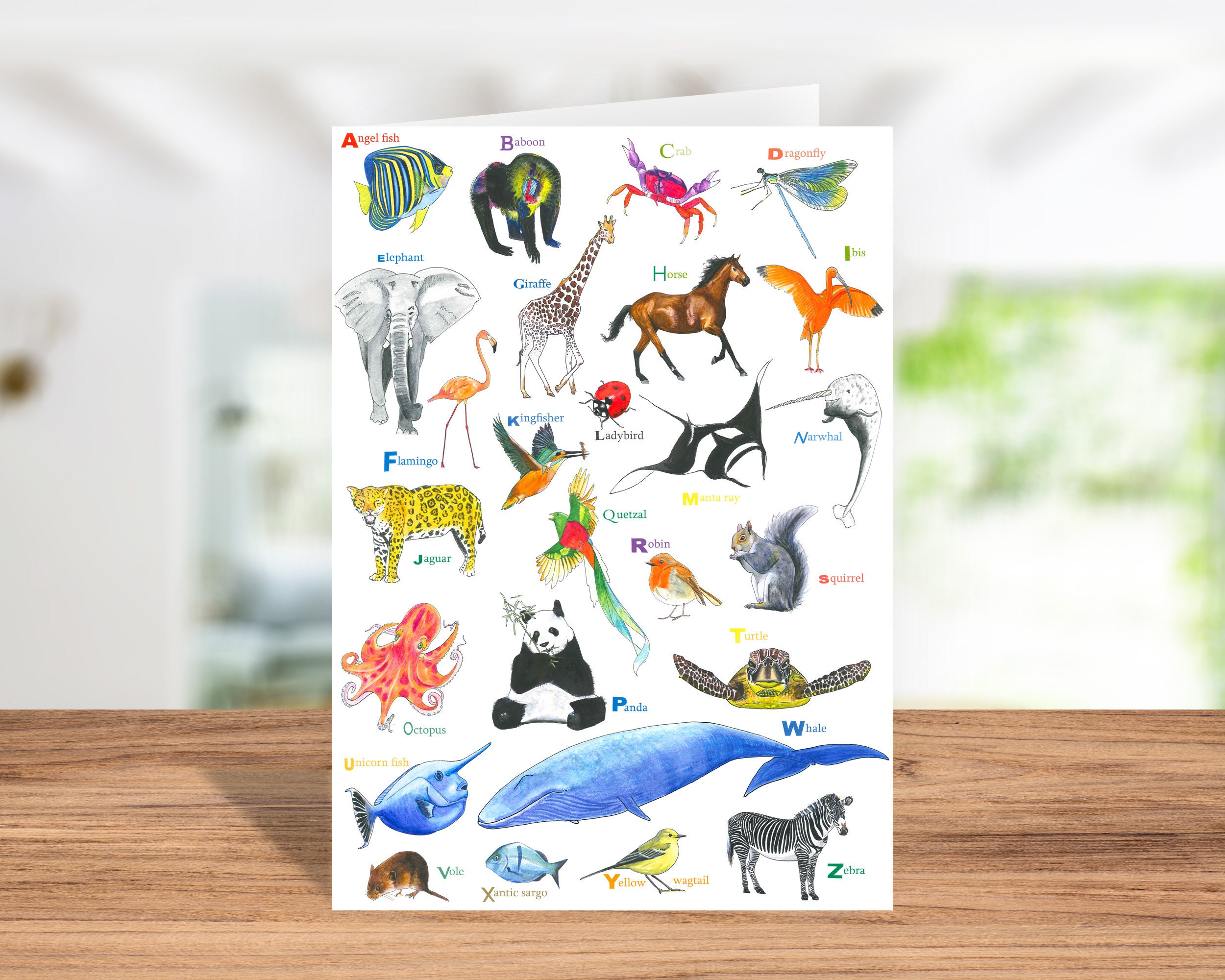 Animal Alphabet Card, Animal A-Z Card; A-Z Card - Etsy