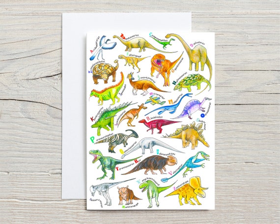 Dinosaur A-Z Card A-Z Dinosaurs Card - Etsy