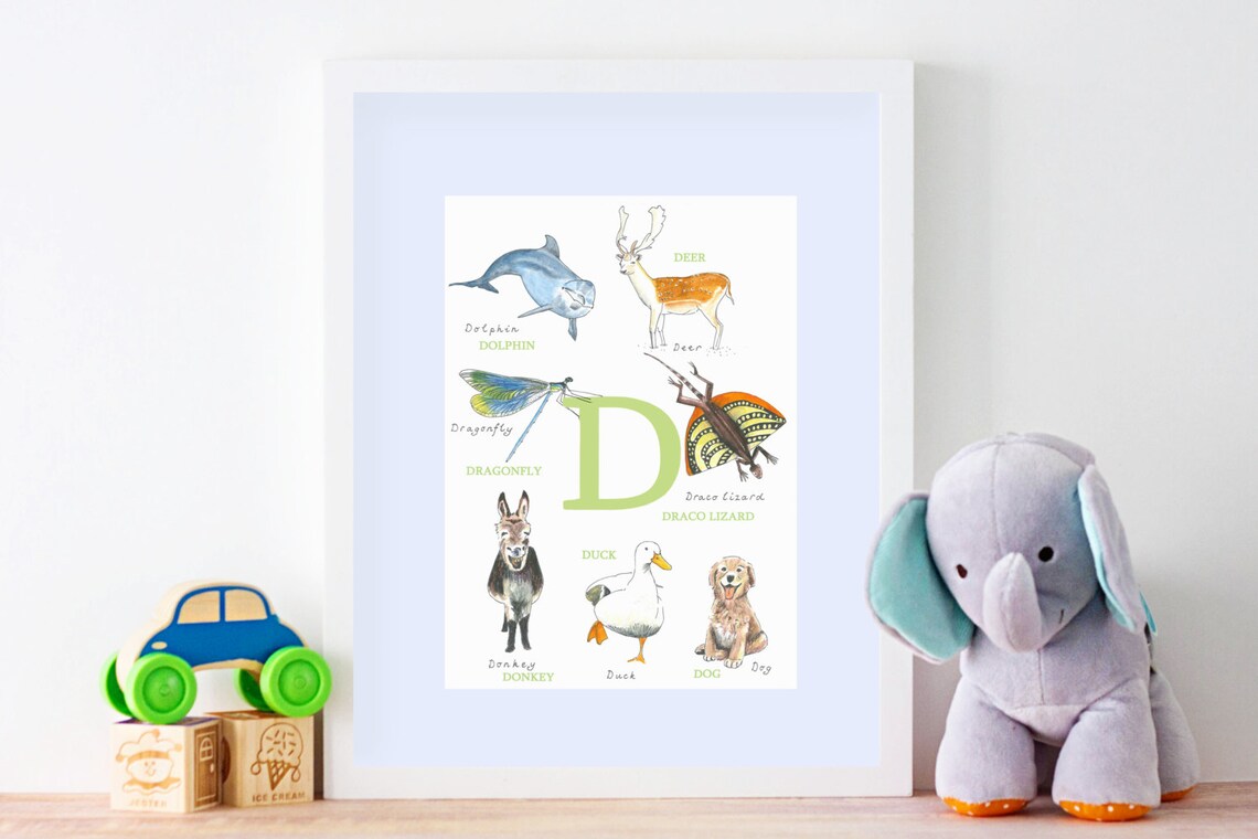 Letter D Animal Alphabet Letter D Childrens Picture Baby - Etsy