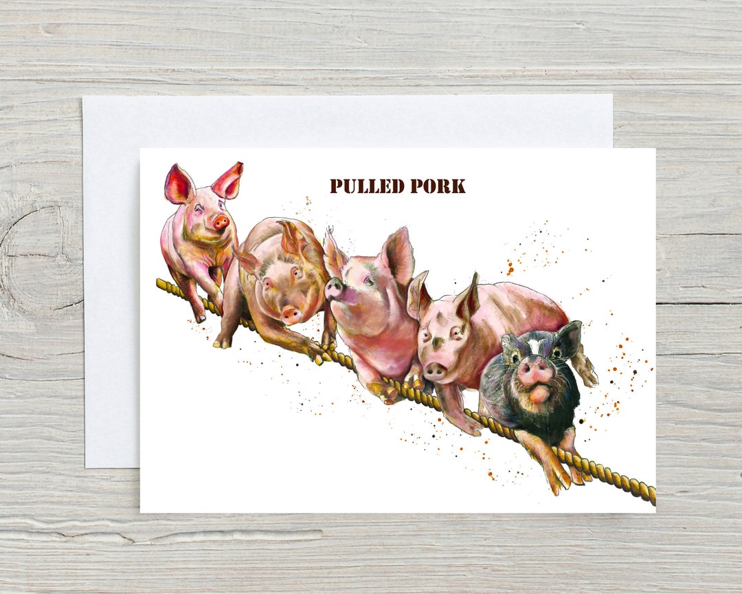 Pulled Pork Card, Muddy Pigs Tug of War - Etsy UK
