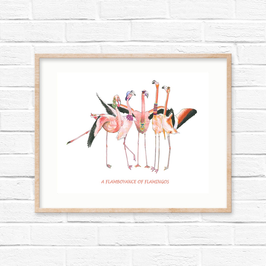 A Flamboyance of Flamingos Collective Noun Print - Etsy