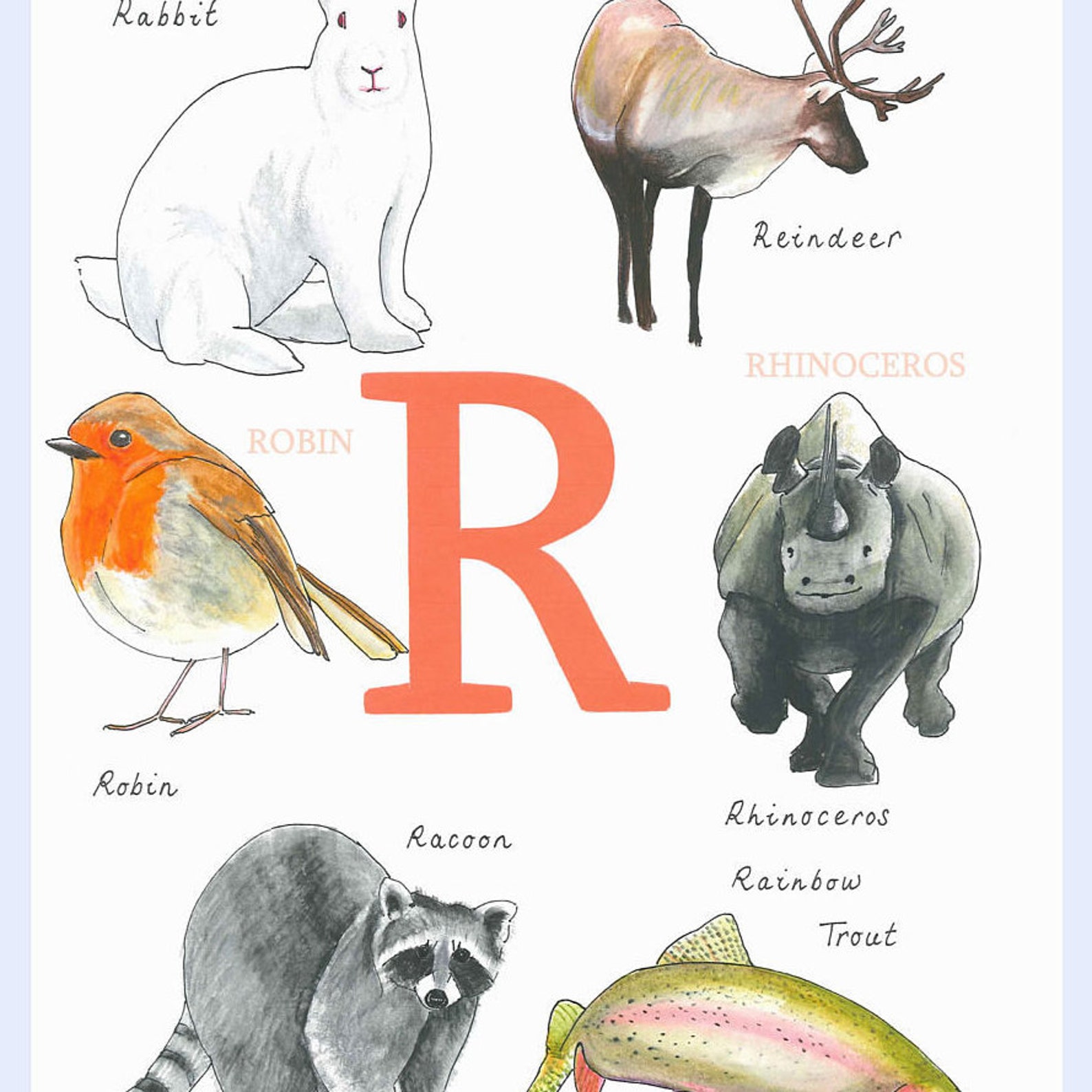 Animal Alphabet Letter R Nursery Print Photo denfants Art | Etsy