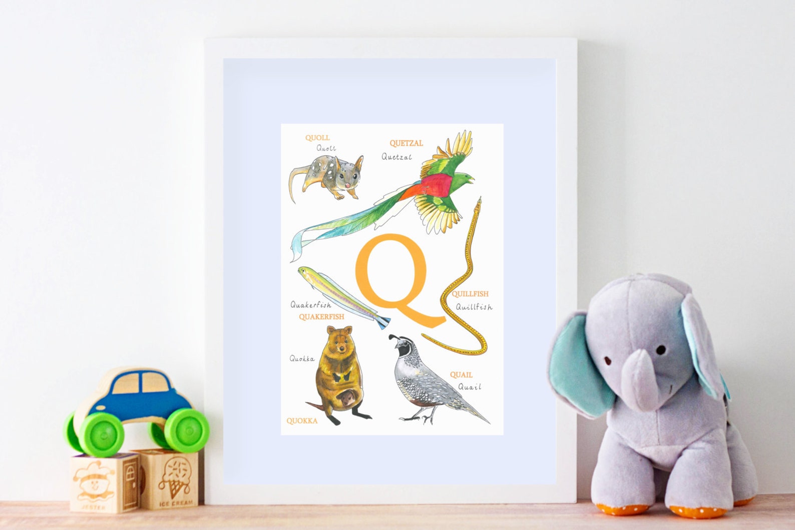 Animal Alphabet Letter Q, Children’s Print; Baby 1st Christmas, Baby ...