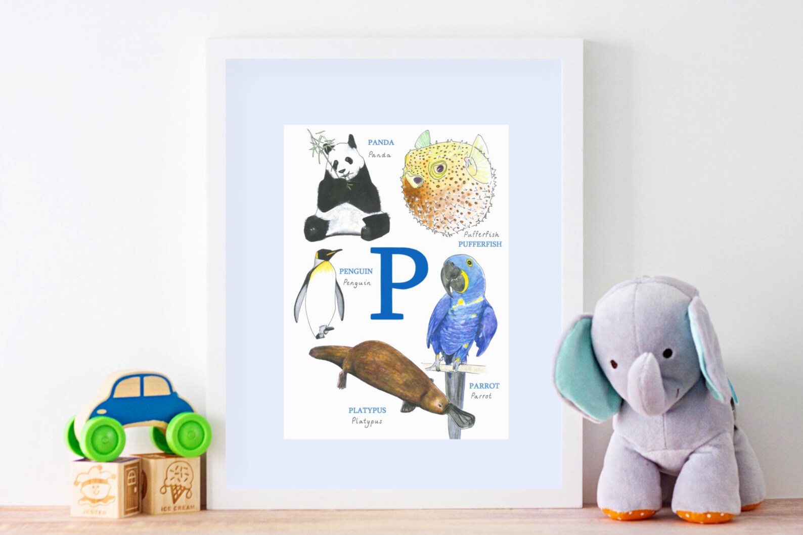 Letter P, Baby First Christmas, Personalised Art, Children's Gift, Boys ...
