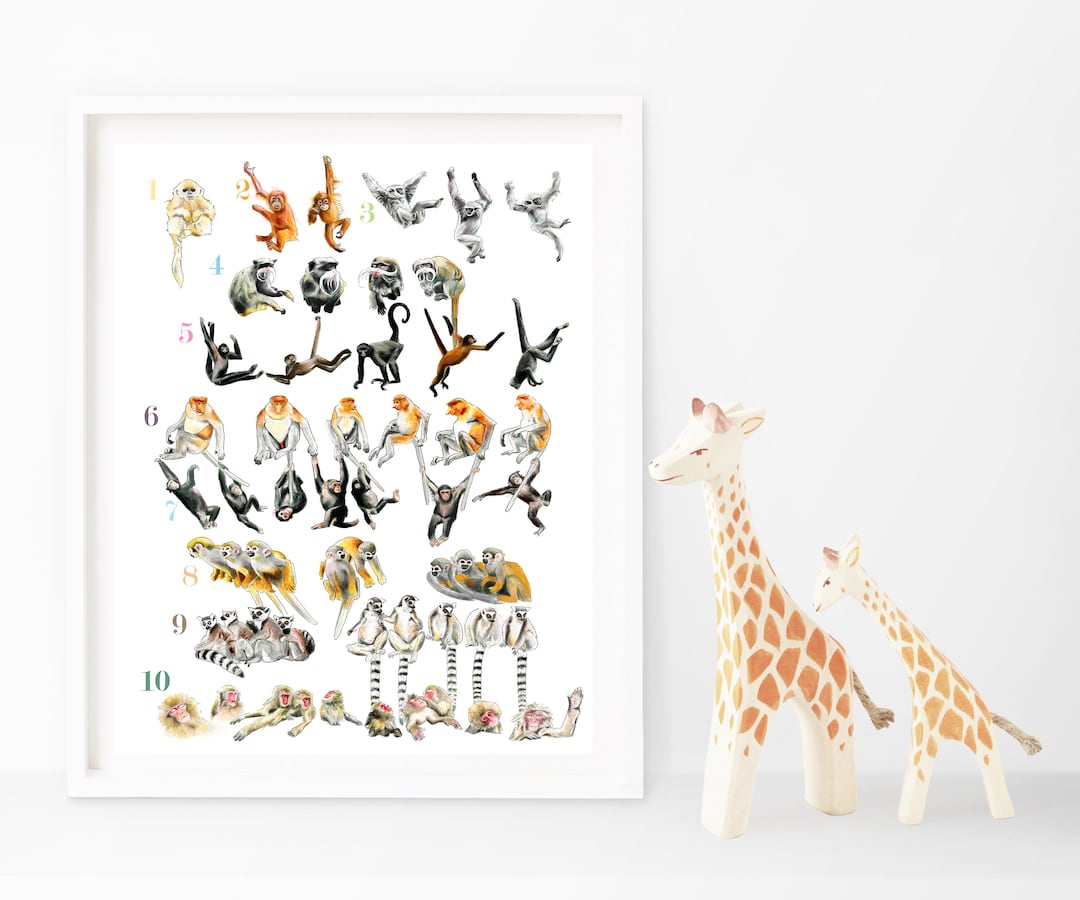 1-10 Monkeys; 1-10 Numbers Print - Etsy