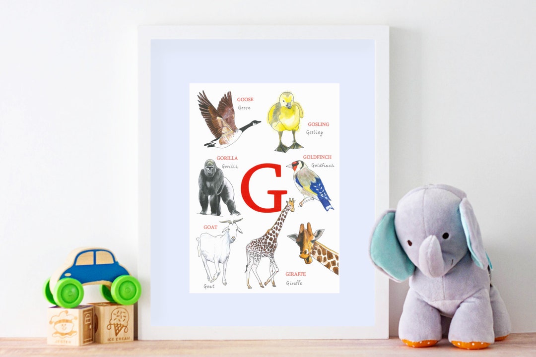 Letter G, Baby First Christmas, Childrens Picture Letter Art, Baby Gift ...