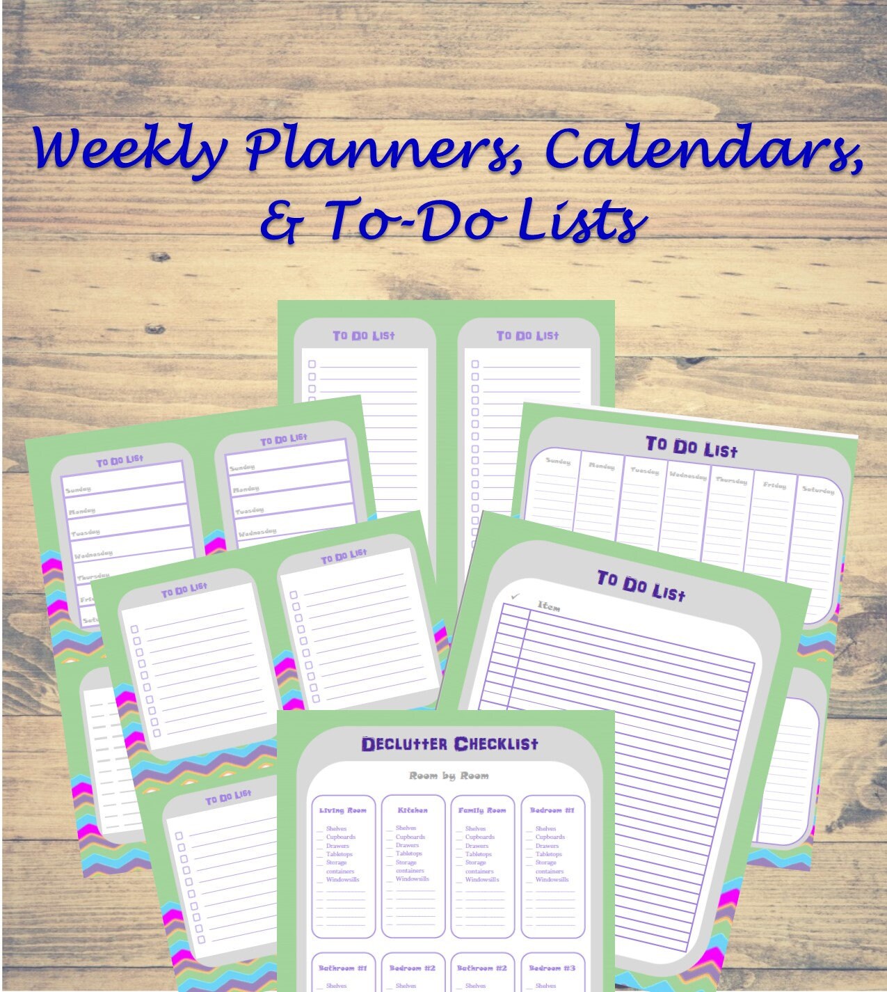 Weekly Planners to Do Lists Calendars chevron Green - Etsy Sweden