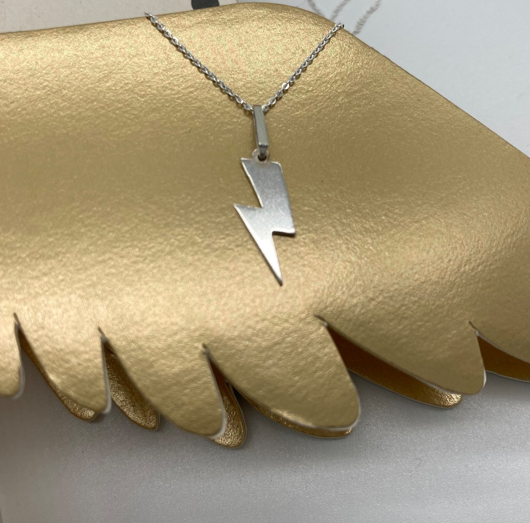 Lightning Bolt Necklace; Sterling Silver - Etsy